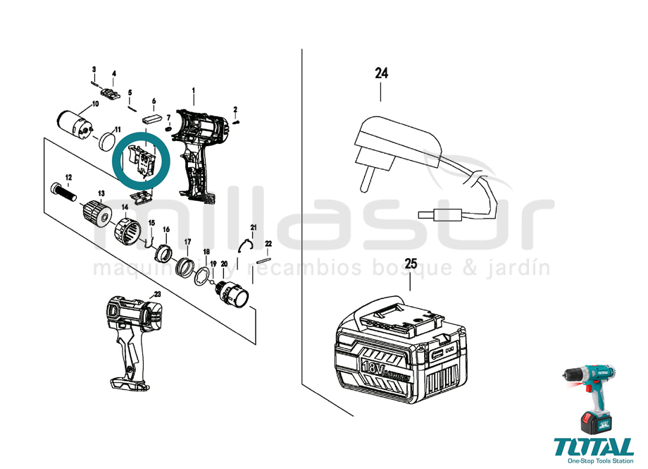 INTERRUPTOR TALADRO TDLI228180 | Millasur | Maquinaria y recambios para ...